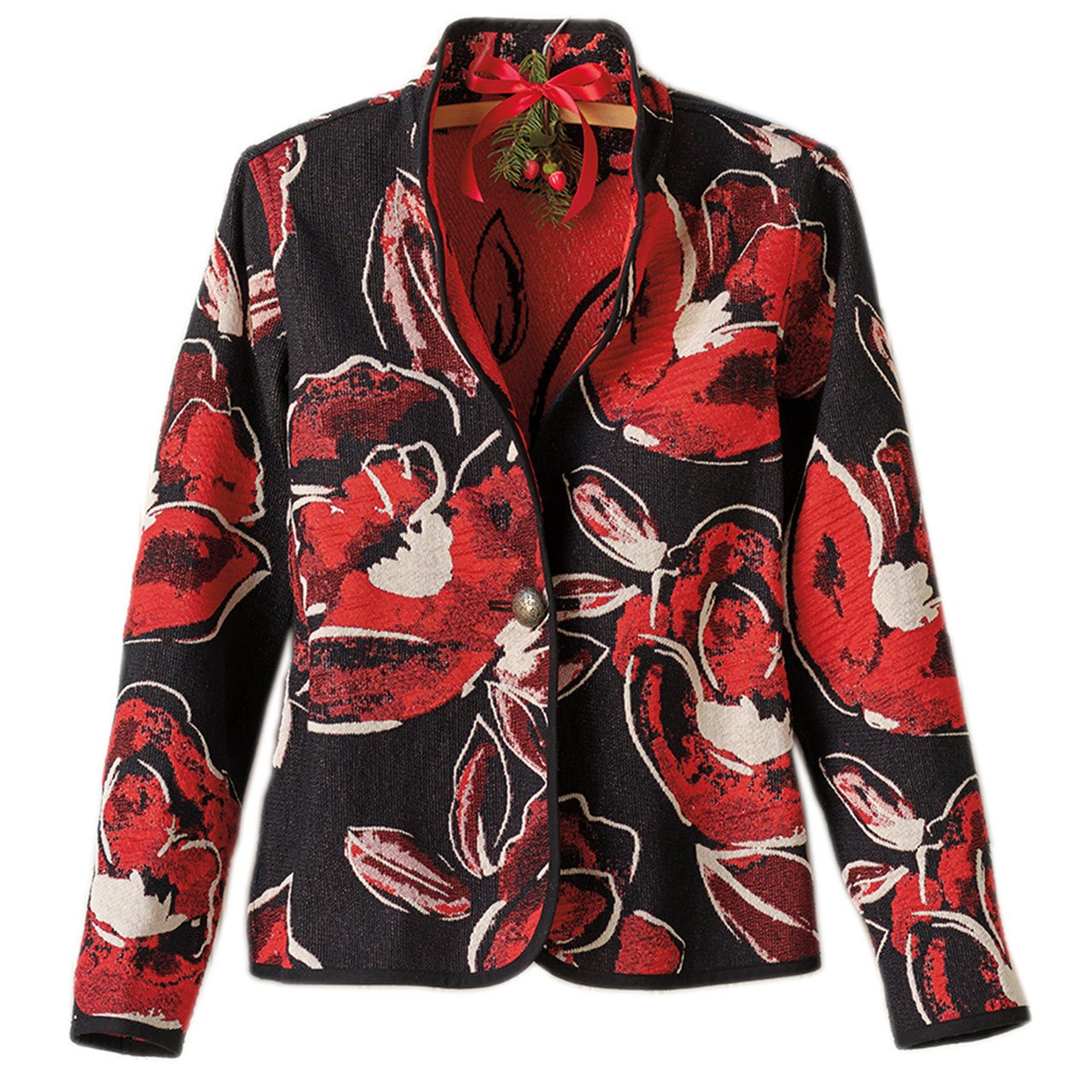 Red and Black Floral Jacket – Monticello Shop